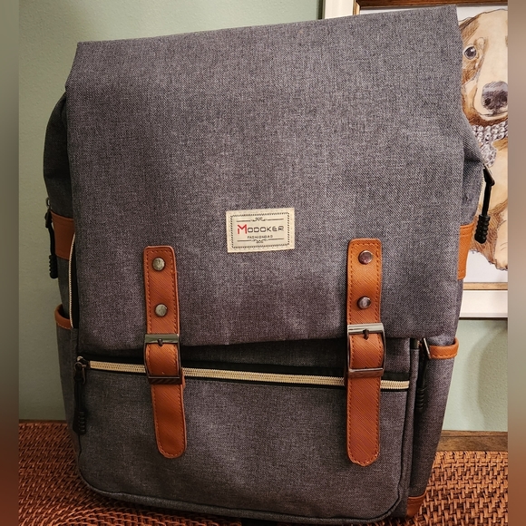 Modoker | Other | Modokervintage Laptop Backpack With Usb Charging Gray ...